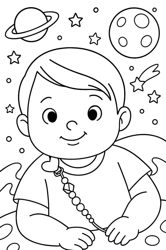 Cosmic Kid Space Adventure Coloring Page - Custom Printable Coloring ...